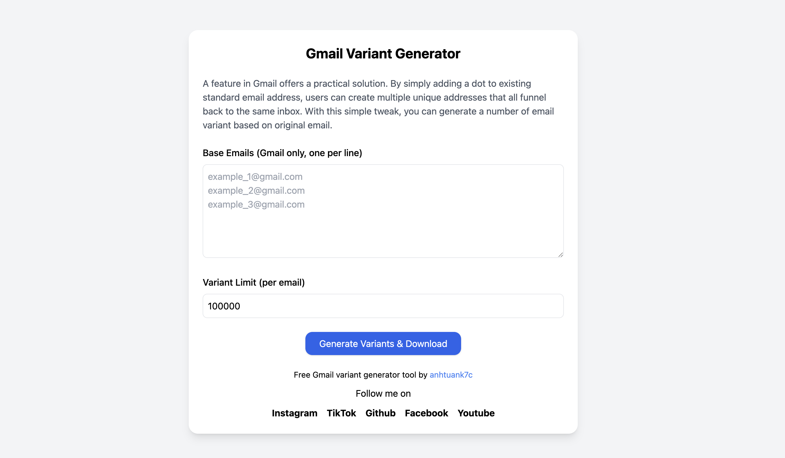 Gmail Variant Generator | Free Email Variant Tool